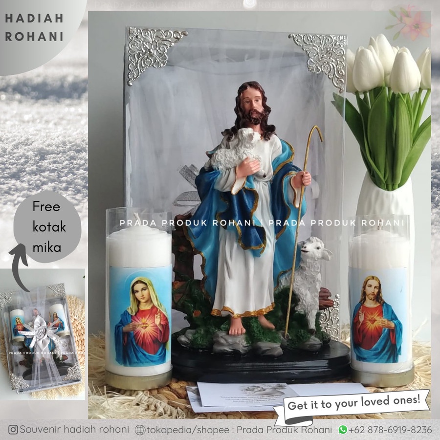 Jual Patung Yesus gembala/Lilin rohani/Patung natal/Kado natal/Hadiah ...