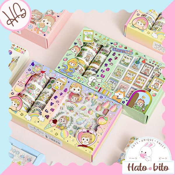 Jual Paket set DIY washi tape and sticker planner scrapbook design lucu ...