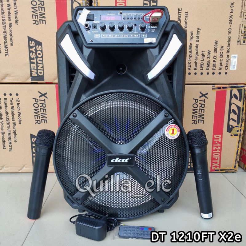 Jual Speaker Portable 12 inch DAT DT 1210FT X2 Free 2 Mic Wireless ...