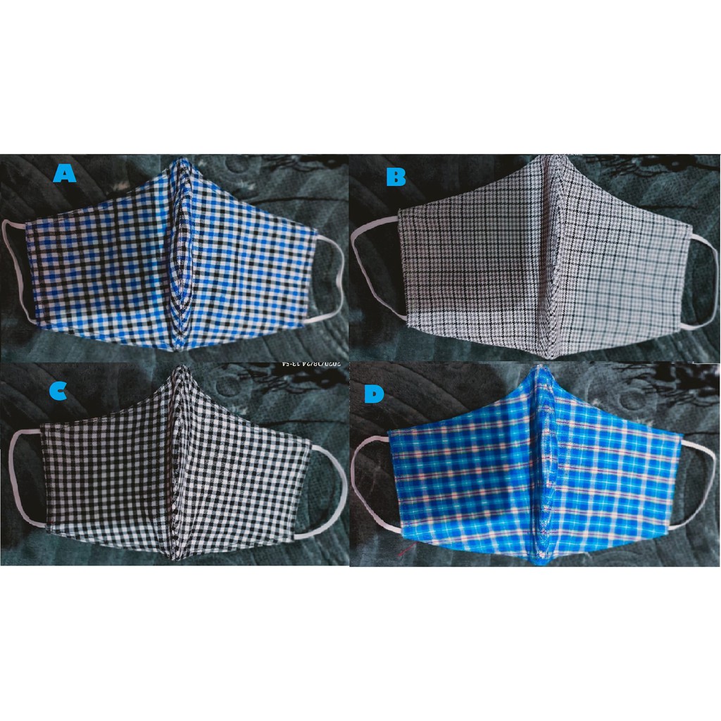 Jual Masker Kain Non medis / Masker 3 ply/ Earloop/ kotak-kotak ...