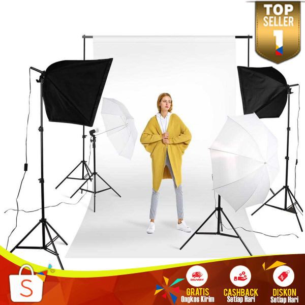 Jual TaffSTUDIO Portrait Foto Studio Day LightningKit Backdrop Set ...