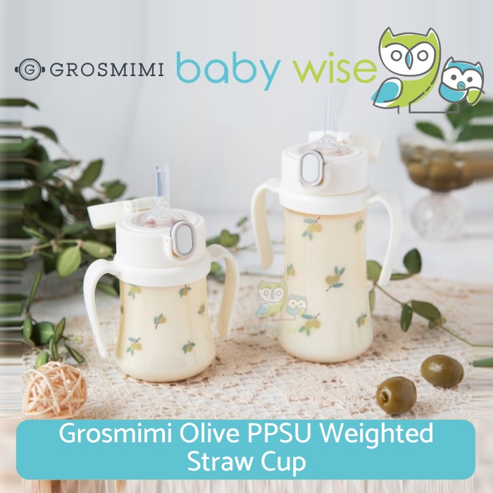 Jual Grosmimi Olive PPSU Weighted Straw Cup - Botol Minum Sedotan Anak | Shopee Indonesia