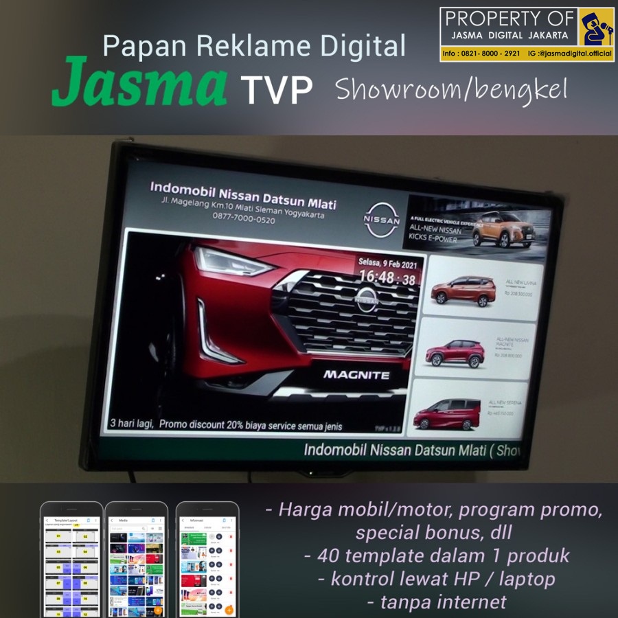 Jual Papan iklan digital/digital signage untuk showroom/bengkel/pameran ...