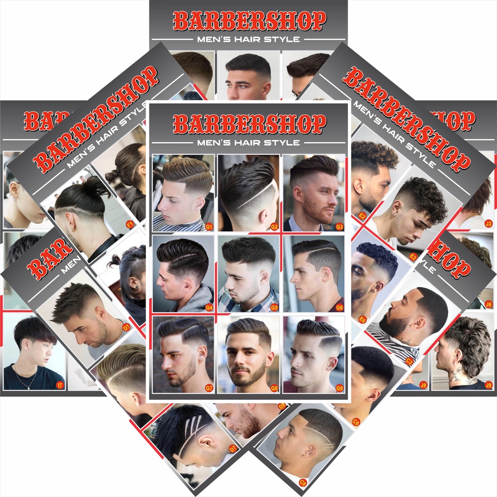 Jual POSTER BARBERSHOP : [MODEL POTONGAN RAMBUT PRIA] - HIASAN DINDING ...