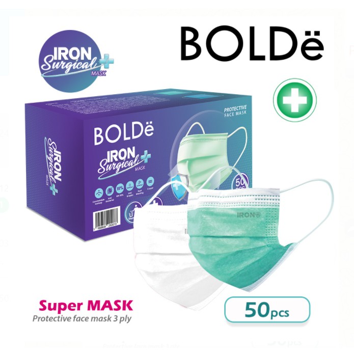Jual BOLDe Super Mask Surgical Mask 3 Ply 50 Pcs | Shopee Indonesia