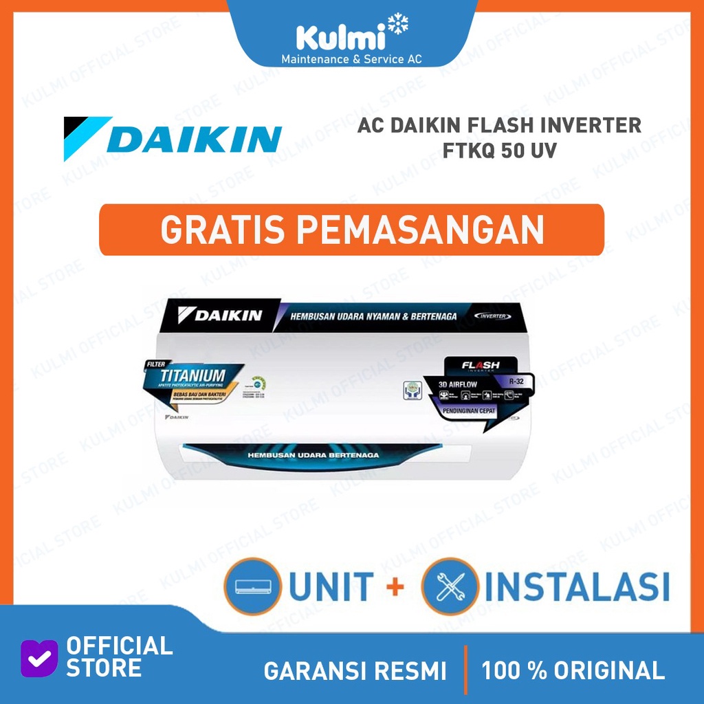 Jual AC DAIKIN FTKQ-50UVM4 2PK + PASANG DAIKIN FTKQ 50 UV M4 2PK AC SPLIT Flash Inverter ...