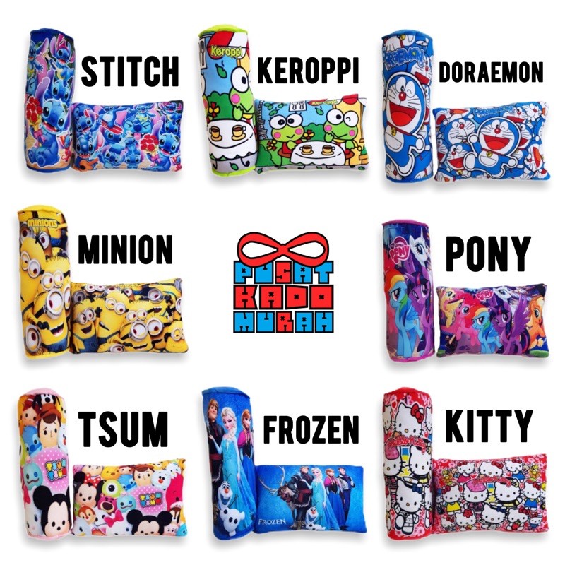 Jual Bantal Guling Print Set Karakter - Stitch / Minion / Doraemon ...