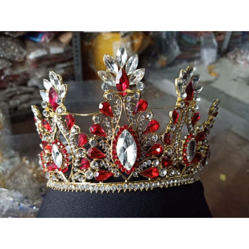 Jual MAHKOTA PENGANTIN MAHKOTA BESAR DASAR GOL WARNA MERAH | Shopee ...