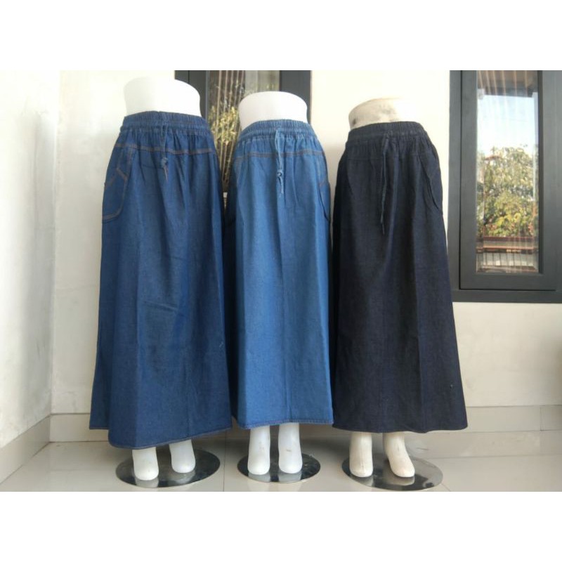 Jual Rok Jeans Panjang Model A Polos Terlaris Shopee - Rok Jeans Model ...