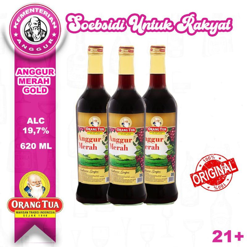 Jual 3 Botol Anggur Merah Gold 620ml | Shopee Indonesia