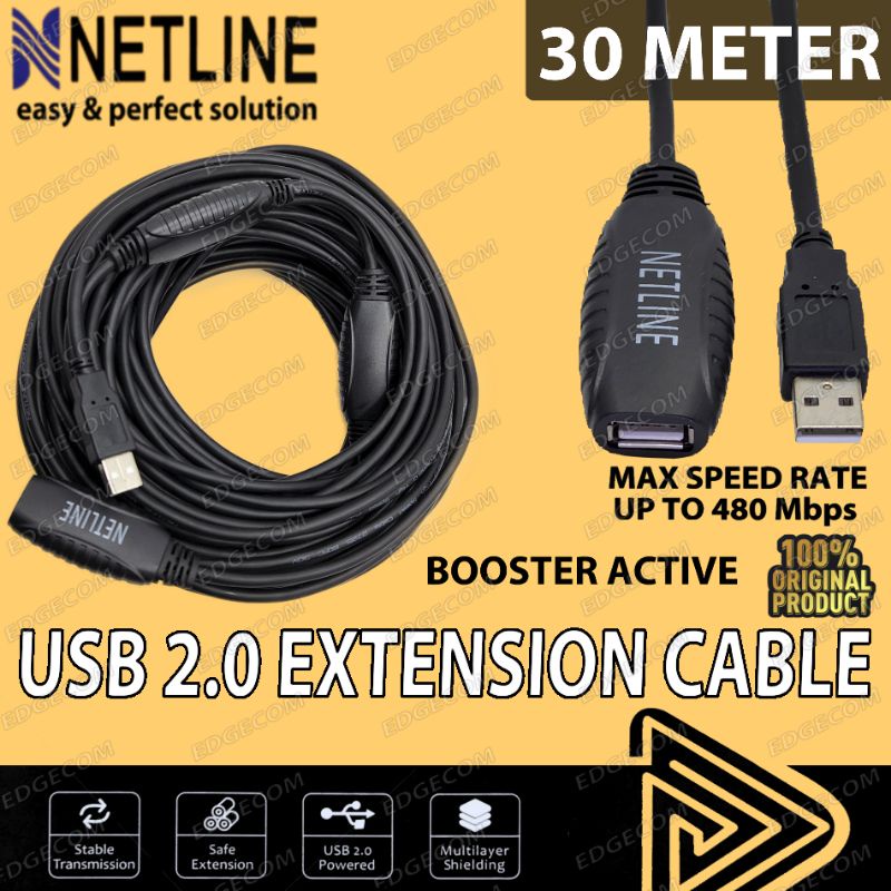 Jual NETLINE Kabel USB 2.0 Extender Aktif / Extension Active 30 Meter ...