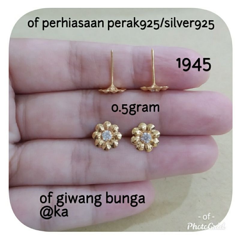Jual GIWANG BUNGA GOLD 0.5GRAM PERAK925 k1945 | Shopee Indonesia