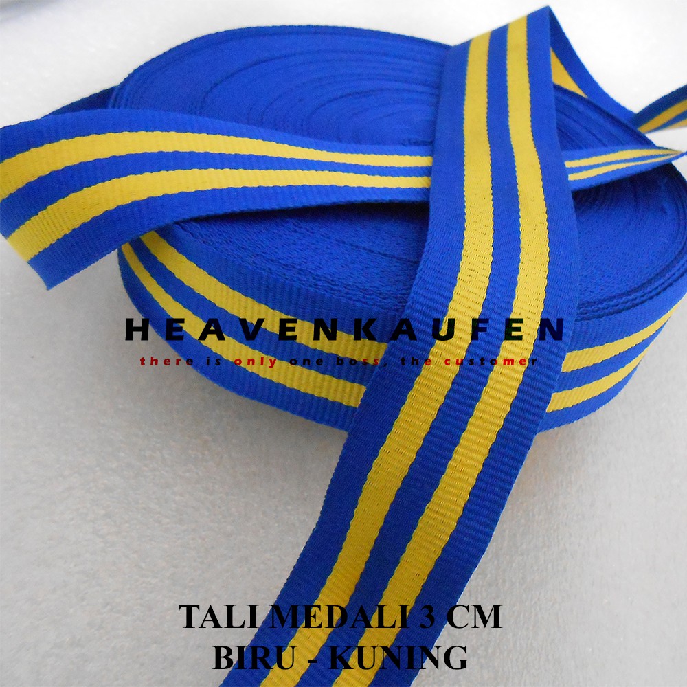 Jual Tali Medali Lebar 3 cm Biru - Kuning Meteran | Shopee Indonesia
