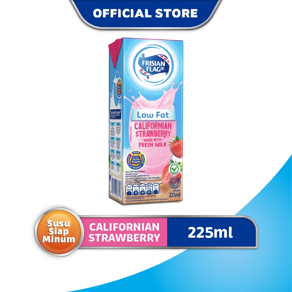 Jual Frisian Flag Susu UHT Low Fat Californian Strawberry 225ml - 1 pcs | Shopee Indonesia