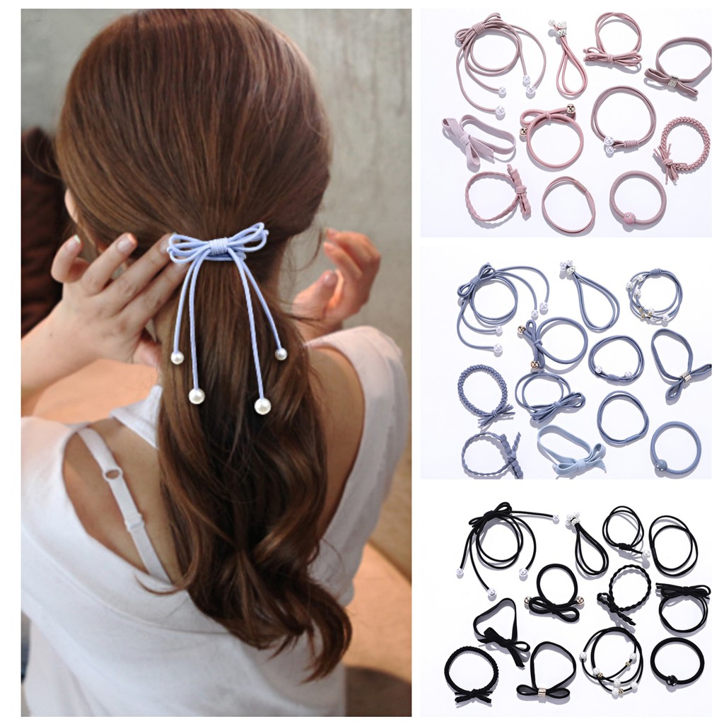 Jual Ikat Rambut Wanita Gaya 12 in 1 / Ikat Rambut Karet Wanita Simple ...