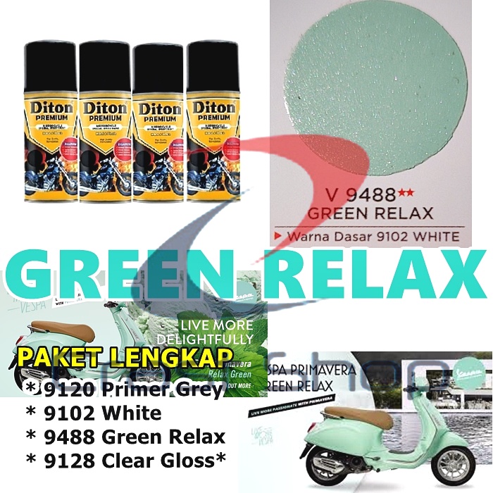 Jual Paket Lengkap Cat Pilox Diton Premium Vespa Green Relax 9488 Warna ...