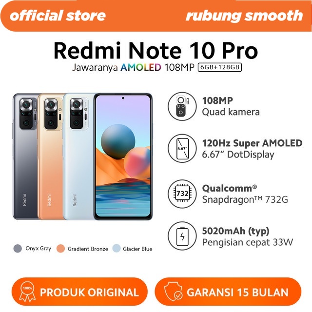 Jual Xiaomi Redmi Note 10 Pro (6GB+128GB) AMOLED 6.67" 108MP Quad ...