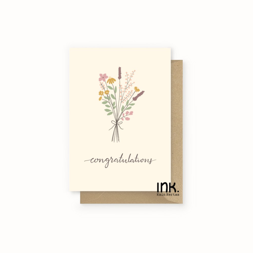 Jual Kartu Ucapan - Flower Bouquet Congratulations Card (Free Amplop ...