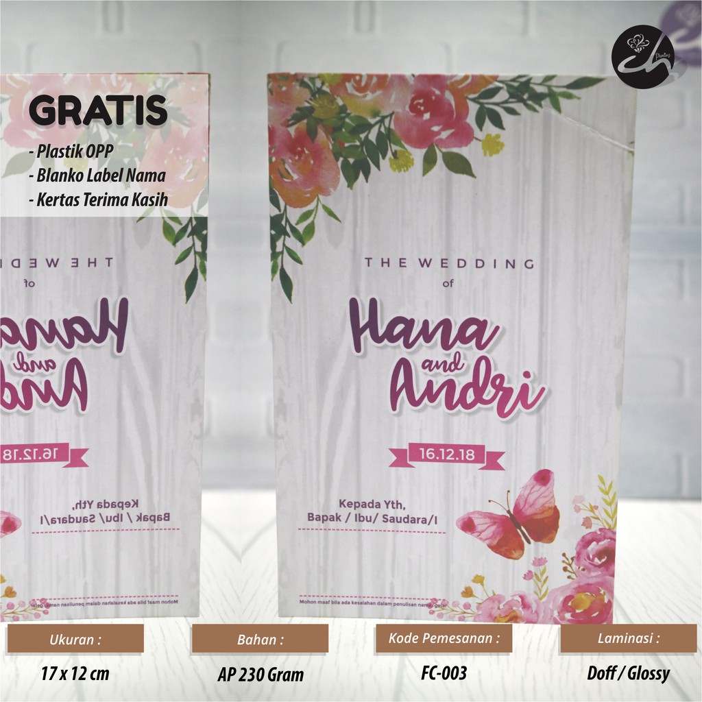 Jual Kartu Undangan Full Colors Bunga/Kartu Undangan Bunga Full Colors ...
