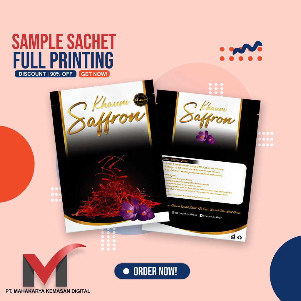 Jual CETAK KEMASAN SACHET TEH SAFFRON (SAMPLE) | Shopee Indonesia