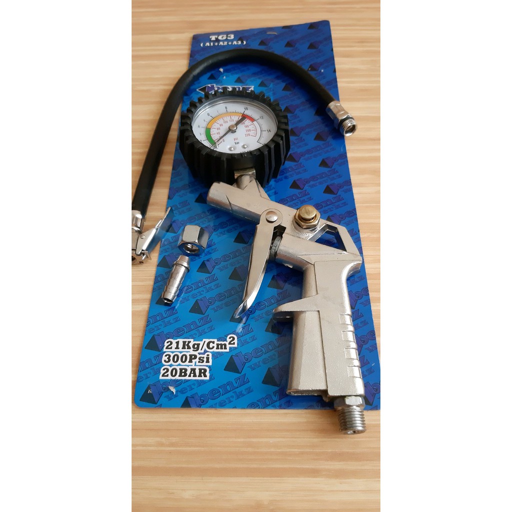 Jual Alat Pompa Isi Angin Ban Meter Ukur Tekanan Ban Tire Inflating Gun ...