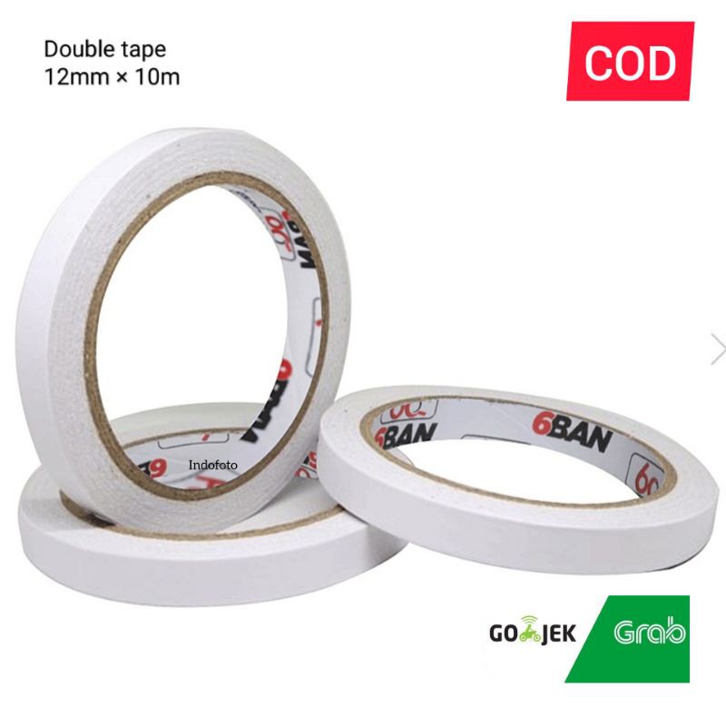 Jual Double tape 12mm×10m-double tip kecil-COD | Shopee Indonesia