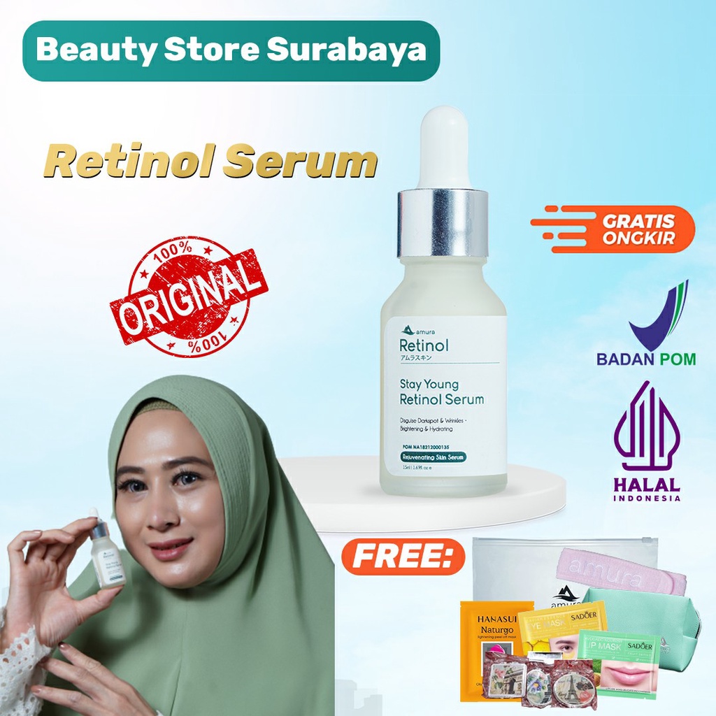Jual Amura Retinol Serum Untuk Atasi Penuaan Keriput, Garis Halus ...