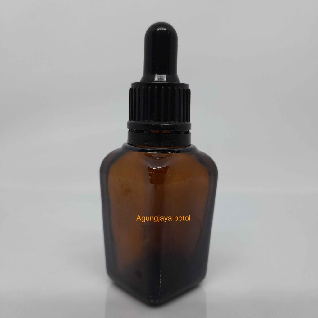 Jual Botol Kaca 20 ml Kosmetik Square Amber Original Pipet Karet Neck ...