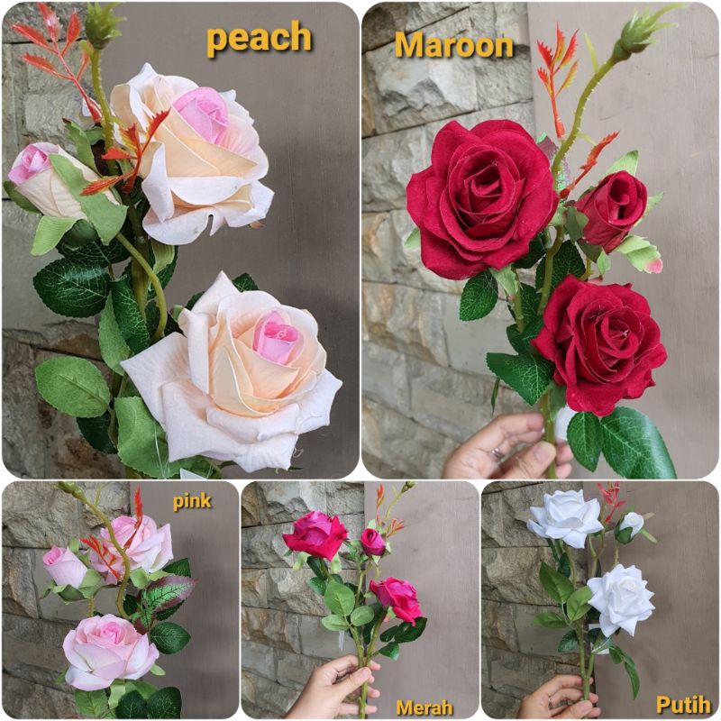 Jual Mawar Duri Premium Bahan Bludru / Bunga Mawar Rose Artificial ...