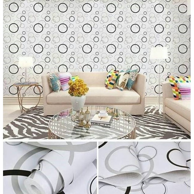 Jual PROMO Wallpaper Sticker PUTIH POLKADOT HITAM MINIMALIS WPS019 ...