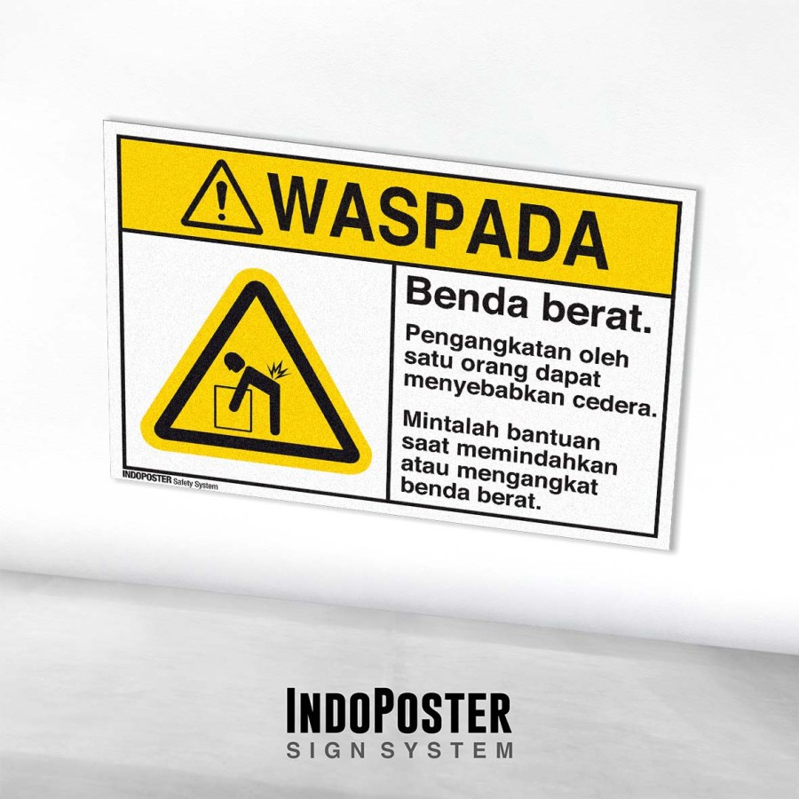 Jual Stiker Safety Sign Rambu K3 ANSI Pengangkatan Benda Berat Manual ...