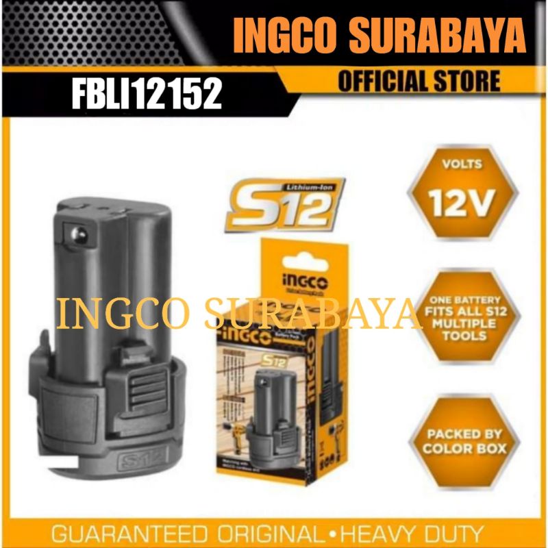 Jual INGCO FBLI12152 S12 BATTERY PORTABLE 12V 1.5AH BATERAI POWER TOOLS ...