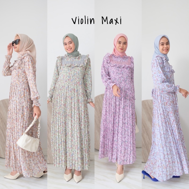 Jual Violin Korean Maxi dress/Maxi dress korea prisket cantik/dress ...