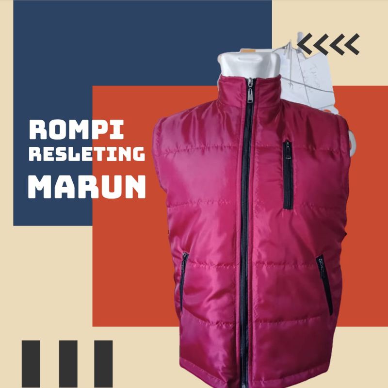 Jual Jaket Rompi Parasut Pria Ada Kantong Dalam Resleting Hitam Navy ...