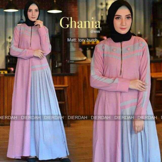 Jual Gamis Terbaru 2024 Lebaran GHANIA DRESS Wollycrepe Motif Kombinasi ...
