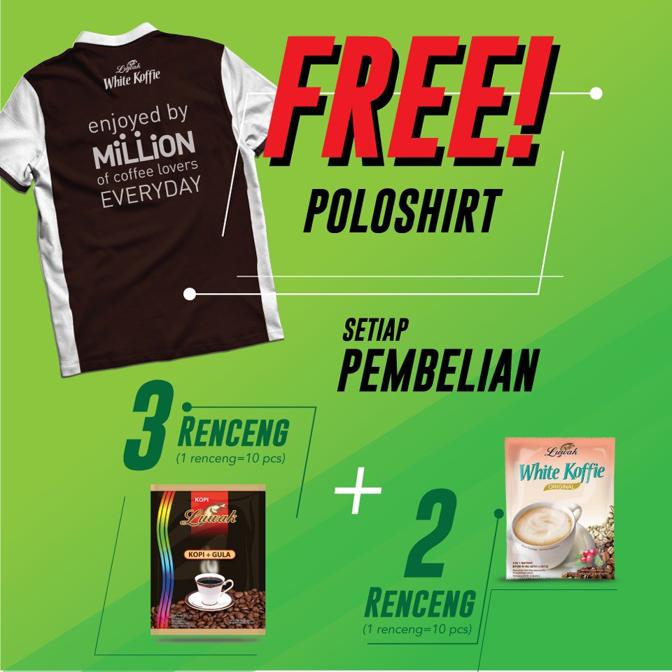 Jual BUNDLE LUWAK GULA + WHITE KOFFIE ORIGINAL ( FREE POLO SHIRT ...