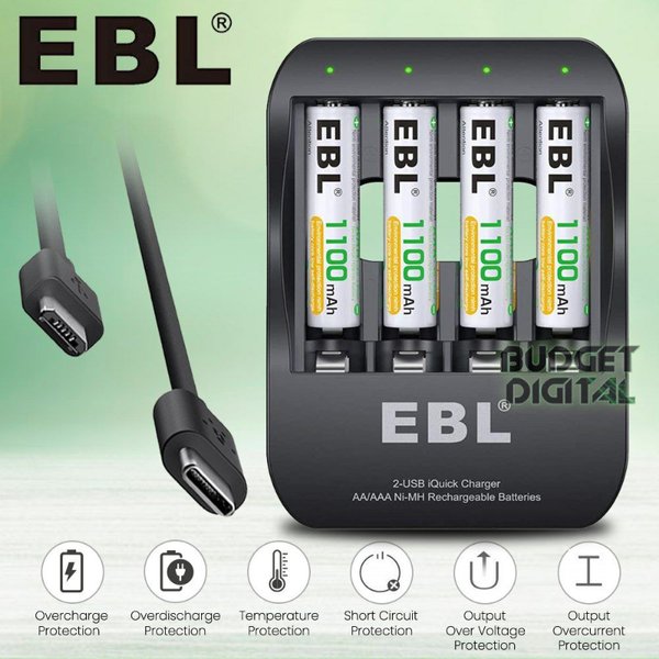 Jual Baterai AAA Rechargeable Recharge 4pcs 1100mAh EBL & Smart Charger ...
