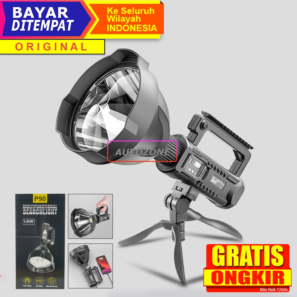 Jual Senter Besar Jarak Jauh 2000 Meter 2Km Ori Jumbo Senter LED Cas ...