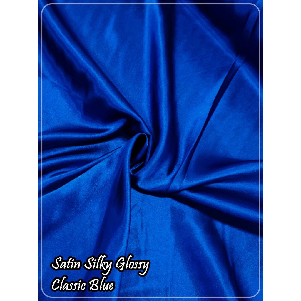 Jual Kain Satin Silk Silky Glossy Classic Blue Biru Lebar 150 cm Harga ...