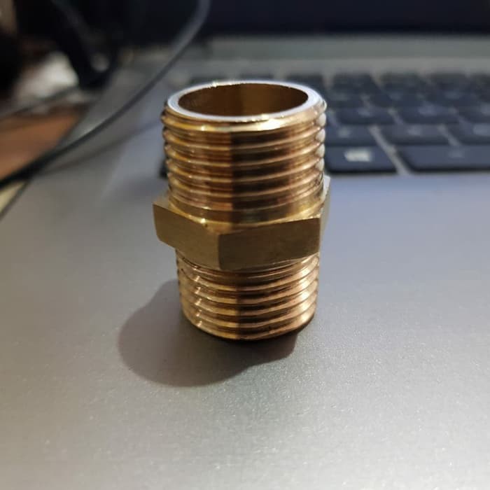 Jual DOUBLE NEPPEL KUNINGAN DRAT LUAR 1/2 INCH | Shopee Indonesia