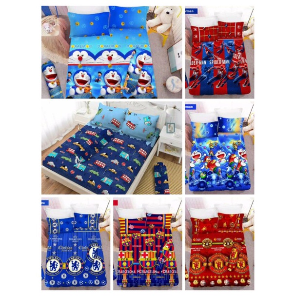 Jual Sprei vito MU, Chelsea, barca, doraemon, spiderman, motif bola ...