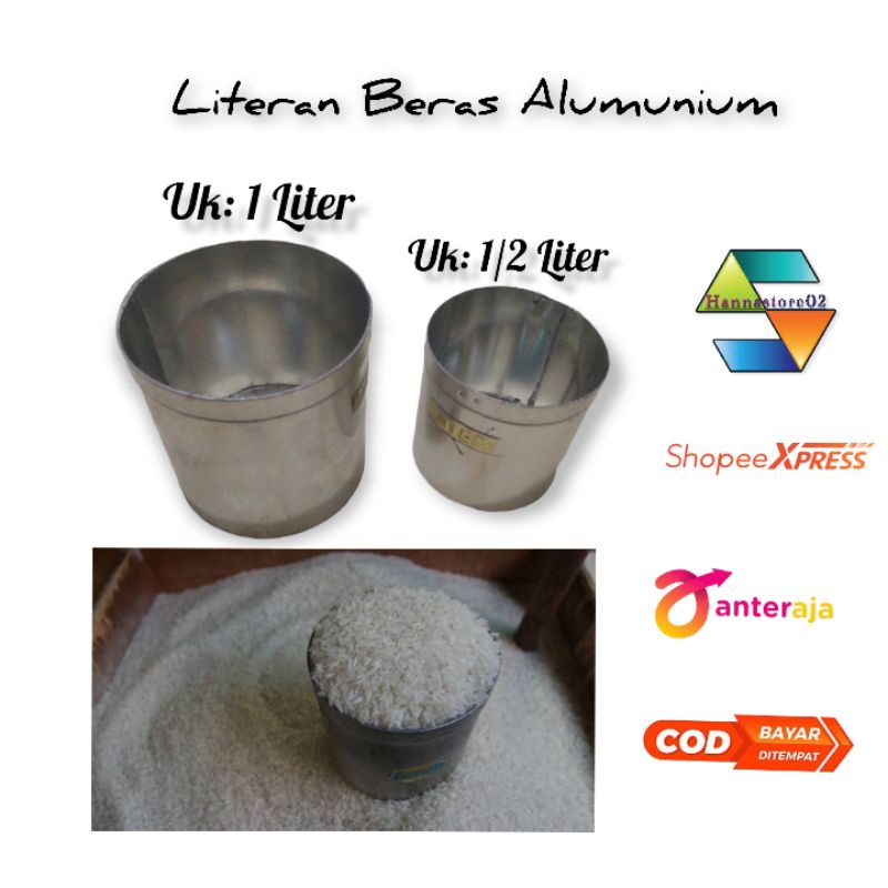 Jual Literan Beras Takaran Beras Alat Ukuran Beras 1 Liter 1/2 Liter ...