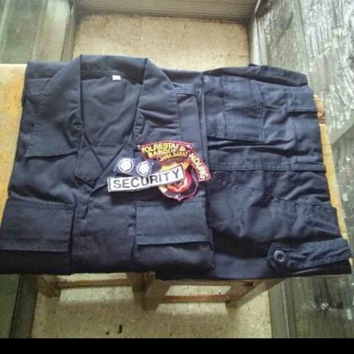 Jual baju seragam pdl satpam pdl security biru drill | Shopee Indonesia