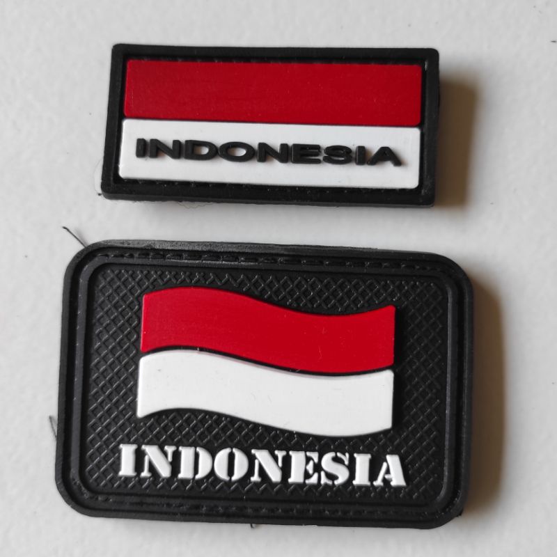 Jual patch rubber logo bendera indonesia dasar hitam + bendera ...
