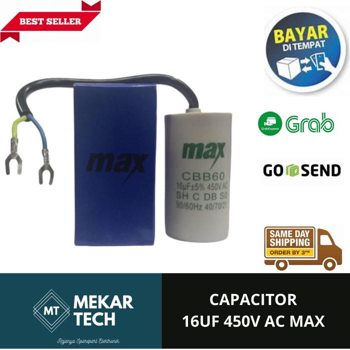 Jual Produk Terbaru Capacitor 16Uf 450V Ac Max Kapasitor Tabung Bulat 16 Mikro 450 V Ac | Shopee ...