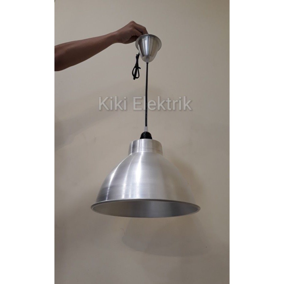 Jual Kap Lampu Gantung Industri Silver Diameter 30 cm + Fitting E27 KOMPLIT | Shopee Indonesia