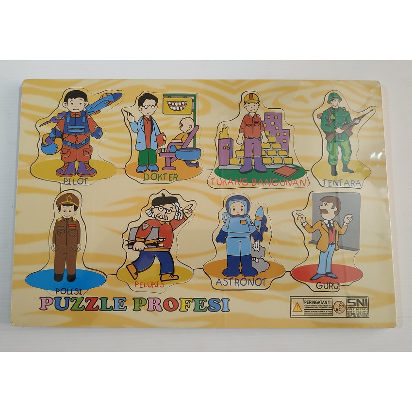 Jual Mainan SNI Edukatif Anak Edukasi Puzzle Kayu Macam-macam Profesi ...