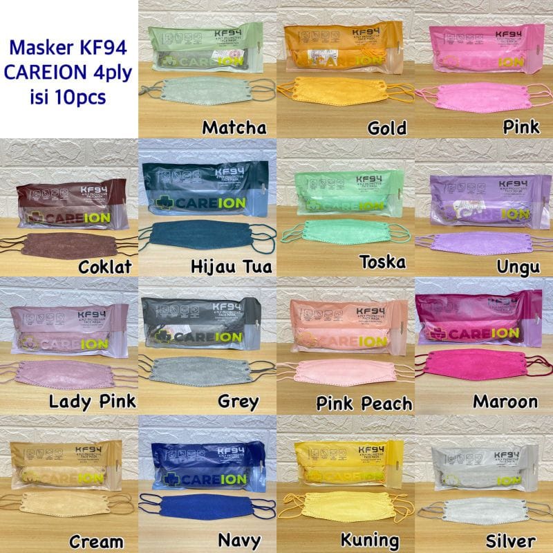 Jual Masker KF94 Careion Warna 4ply isi 10pcs/masker korea/ earloop ...
