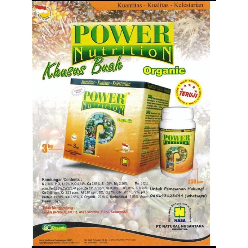 Jual Pupuk Organik Power Nutrition Kemasan 3 Kg Nasa Khusus Buah ...