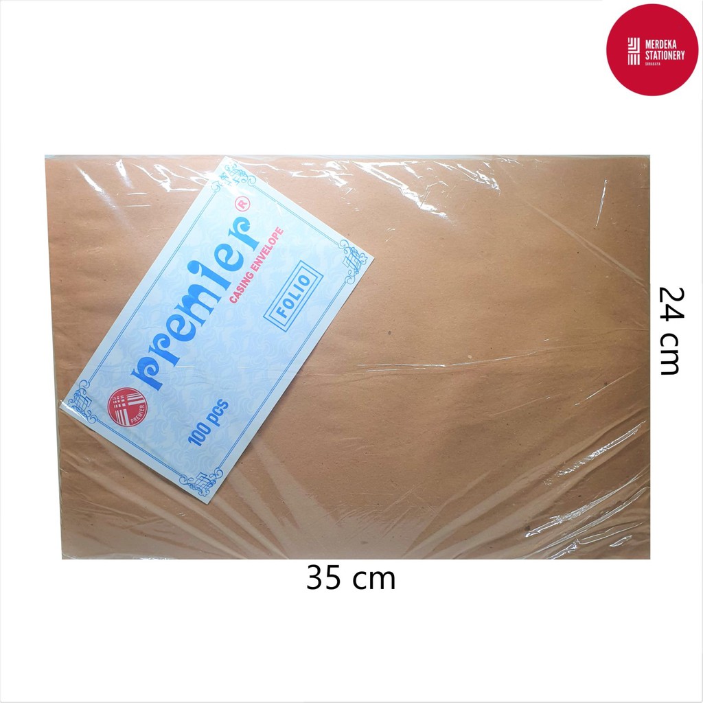 Jual Amplop/Envelope/Surat Coklat Premier Casing D Folio/F4 24x35cm 100 ...